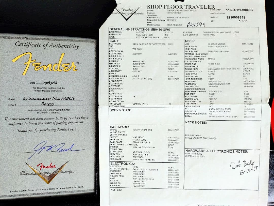 ギター Fender Customshop MBS 69Stratocaster NOS