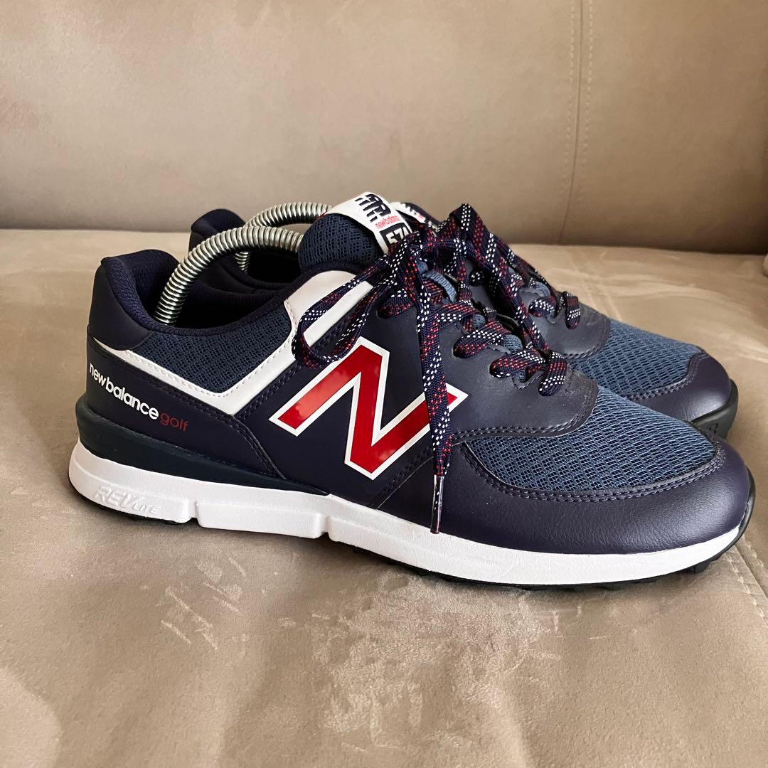 美品New Balance 574 ネイビー ゴルフシューズ25.5cm