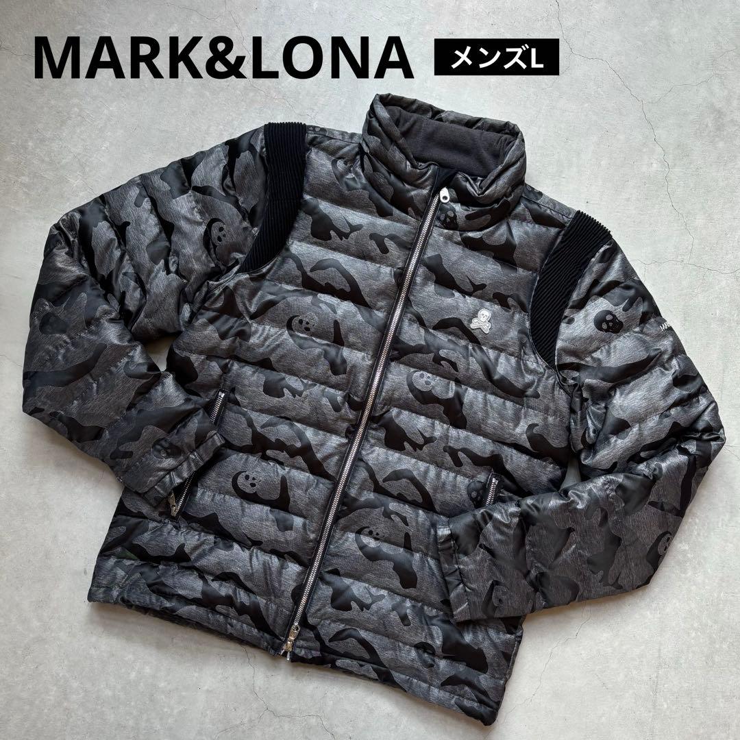 【美品】MARK&LONA ダウンジャケット スカル 迷彩総柄 ゴルフウェア L