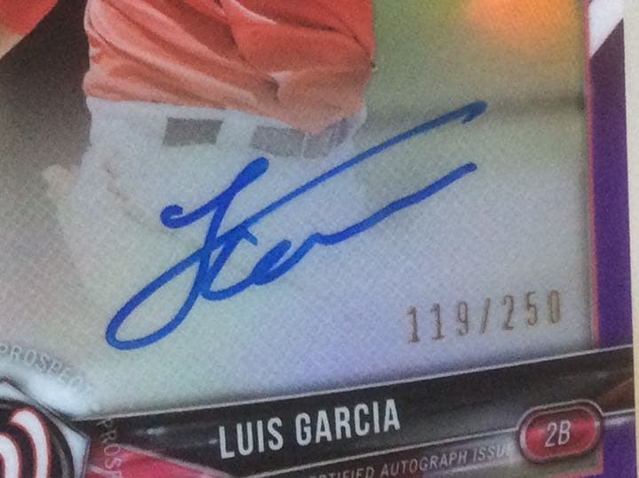 Luis garcia 2018年ルーキー直書き直筆サインカード　250枚限定