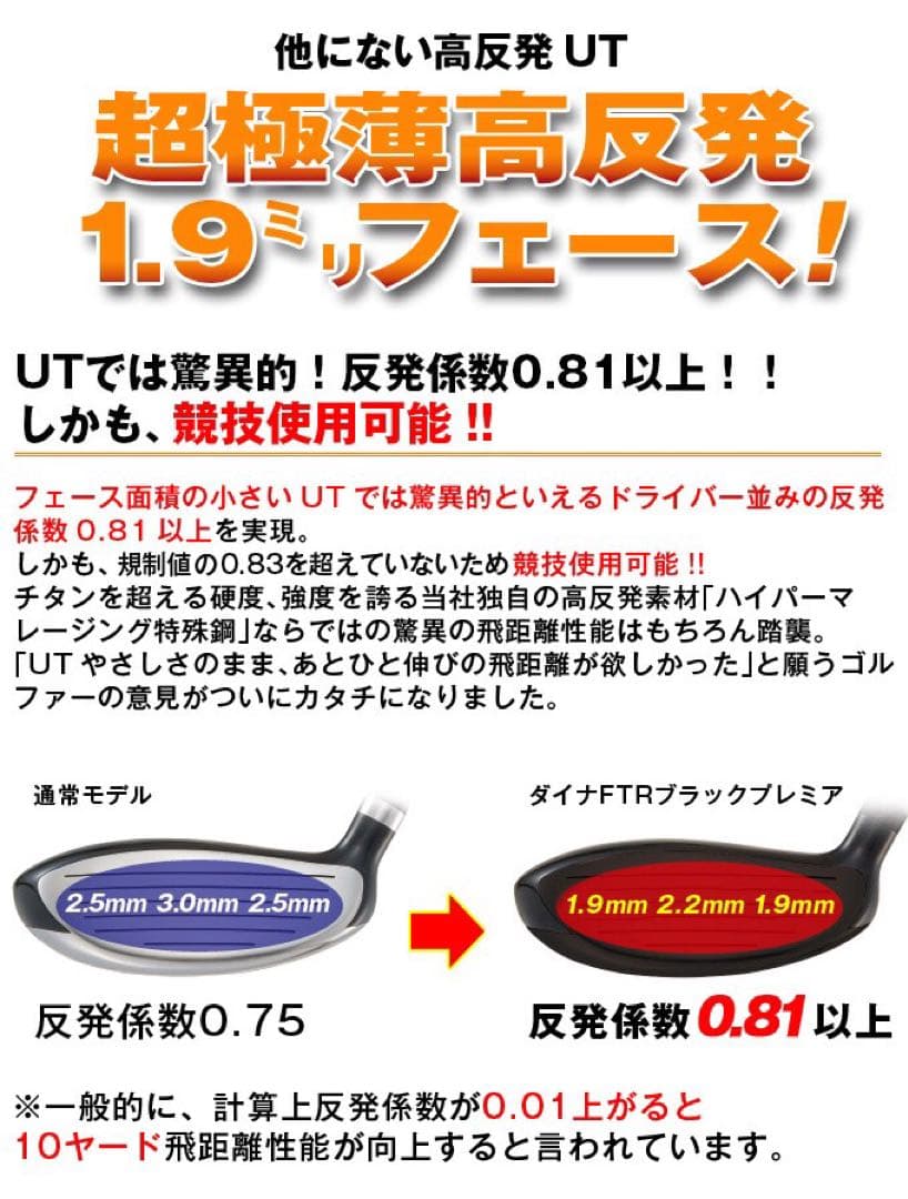 【新品2本セット】★希少で激飛びの高反発UT! 競技使用可能 ダイナFTR-UT