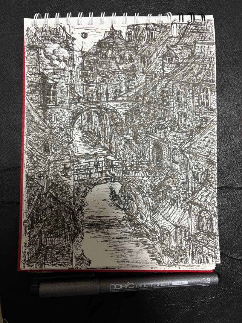 ペン画 風景画 A5サイズ