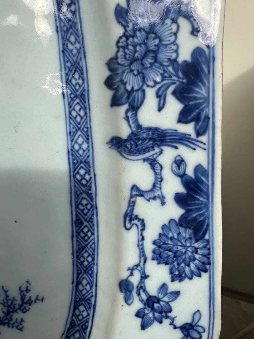 中国清時代骨董の風景画皿　アンティーク