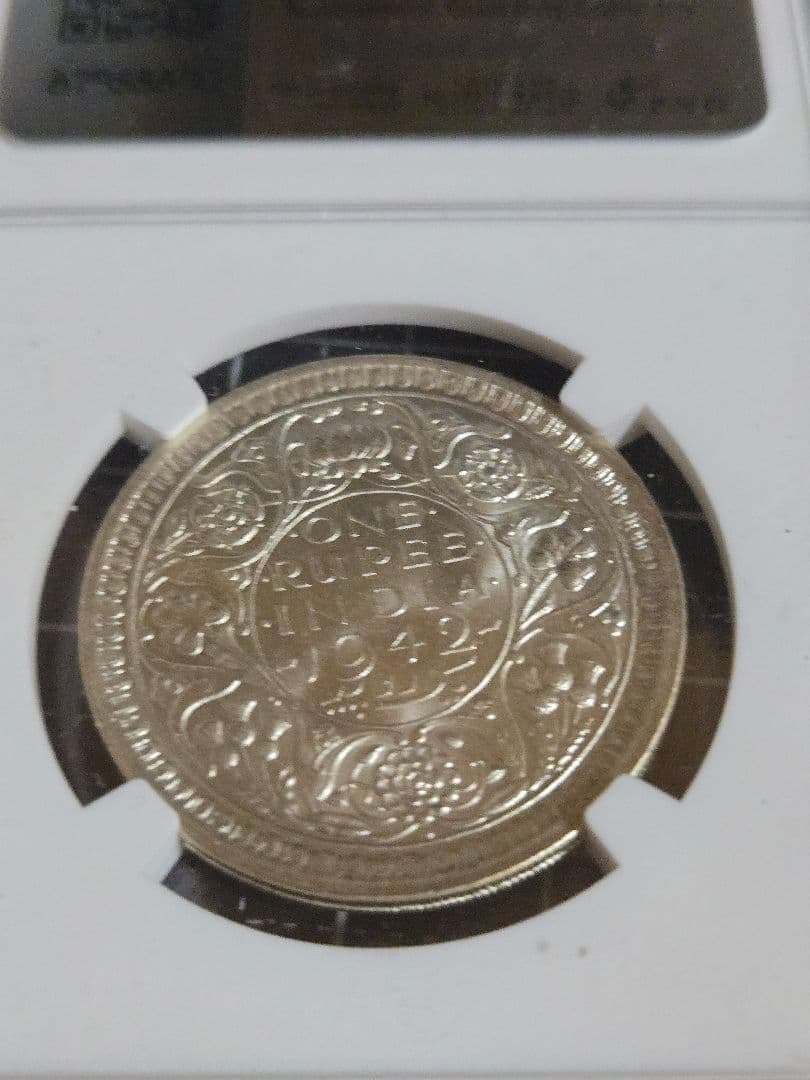 1942年 インド ルピー MS 63 ジョージ6世 イギリス 銀貨 NGC