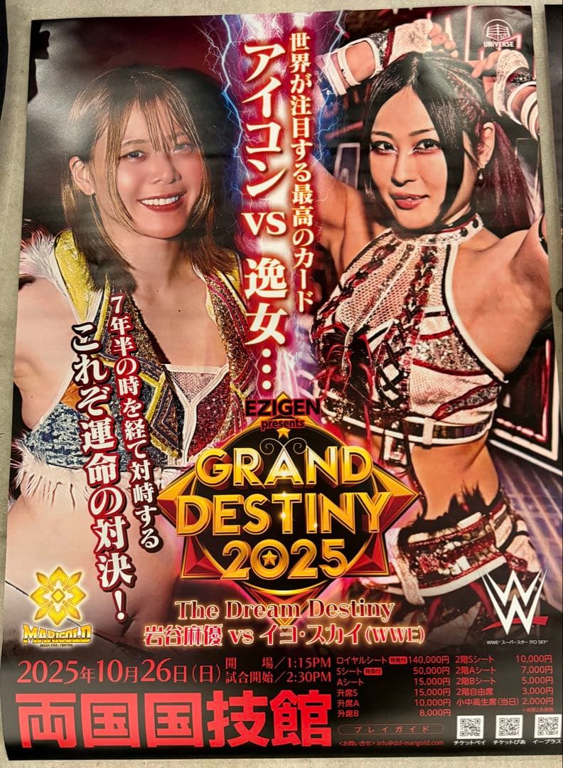 女子プロレス　マリーゴールド　IYO SKY 岩谷麻優　B2ポスター WWE