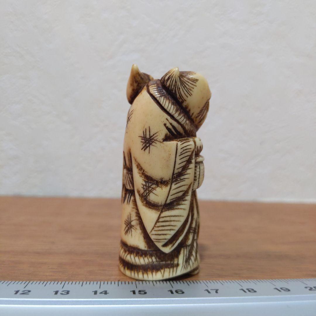 時代提物 根付 天然素材【瓢箪仙人】高さ約6.5cm 横幅約3cm 重さ約45ｇ