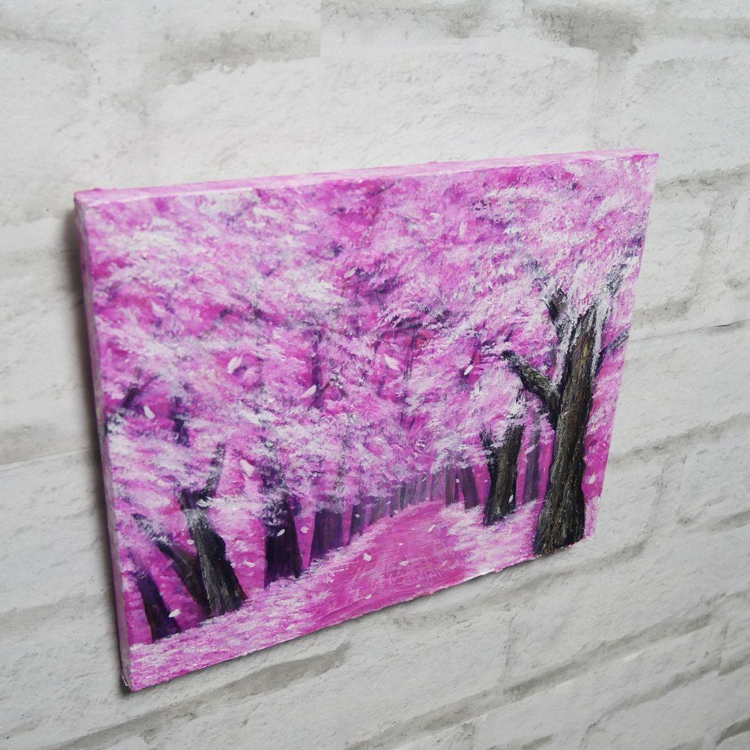 油絵 油彩 油彩画 絵画 絵【桃色の桜の道】