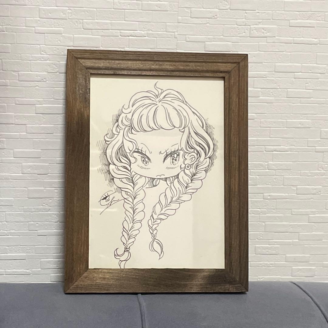 せきやゆりえ　おんなのこ　ペン画　原画