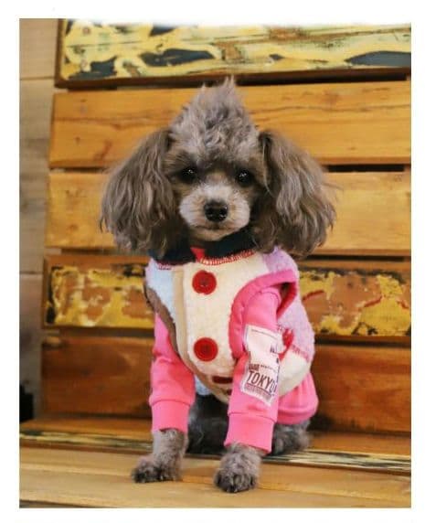 新品未使用　アトリエgg　クレイジーパッチボアベスト　ピンクベース