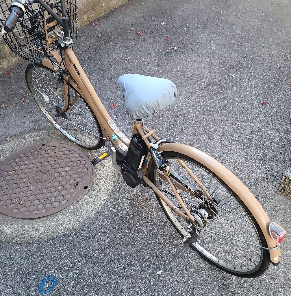 電動アシスト自転車 ベージュ 前カゴ付き