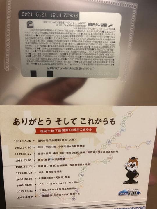 福岡市営地下鉄　40周年記念　はやかけん　白色　限定