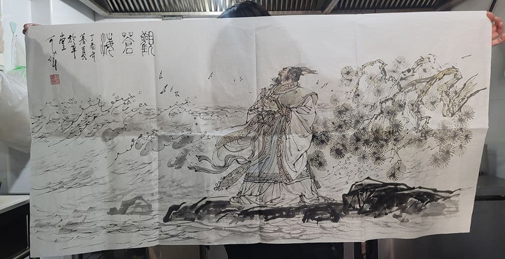 観滄海 曹操 水墨画 三国人物 三国志 中国の名画家 掛軸