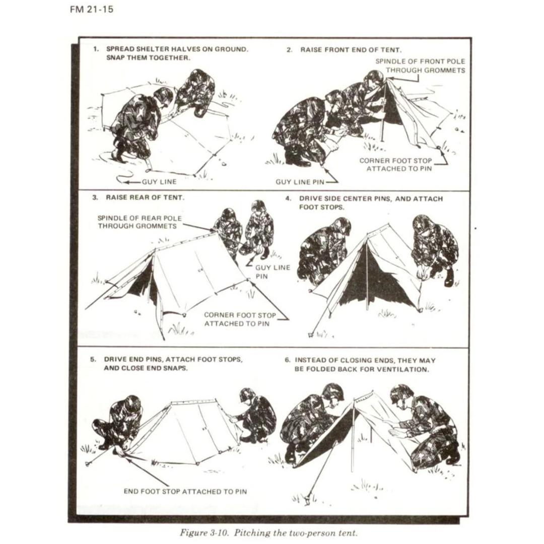 US パップテント ハーフシェルター 2枚 ペグとポール付き 米軍 軍幕
