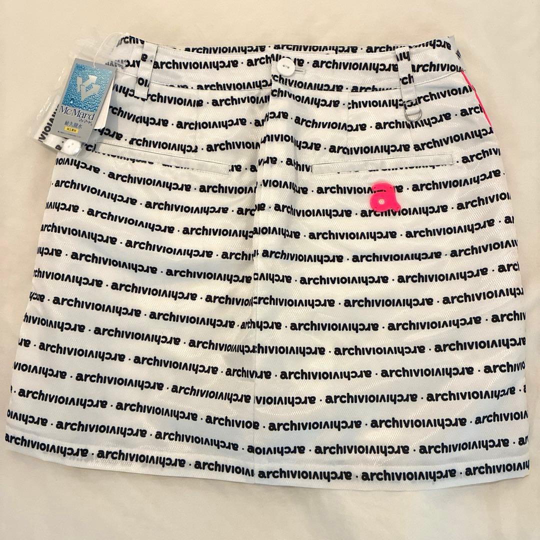 archivio アルチビオ新品　スカート　撥水加工　白　ロゴ柄　総柄　ゴルフ