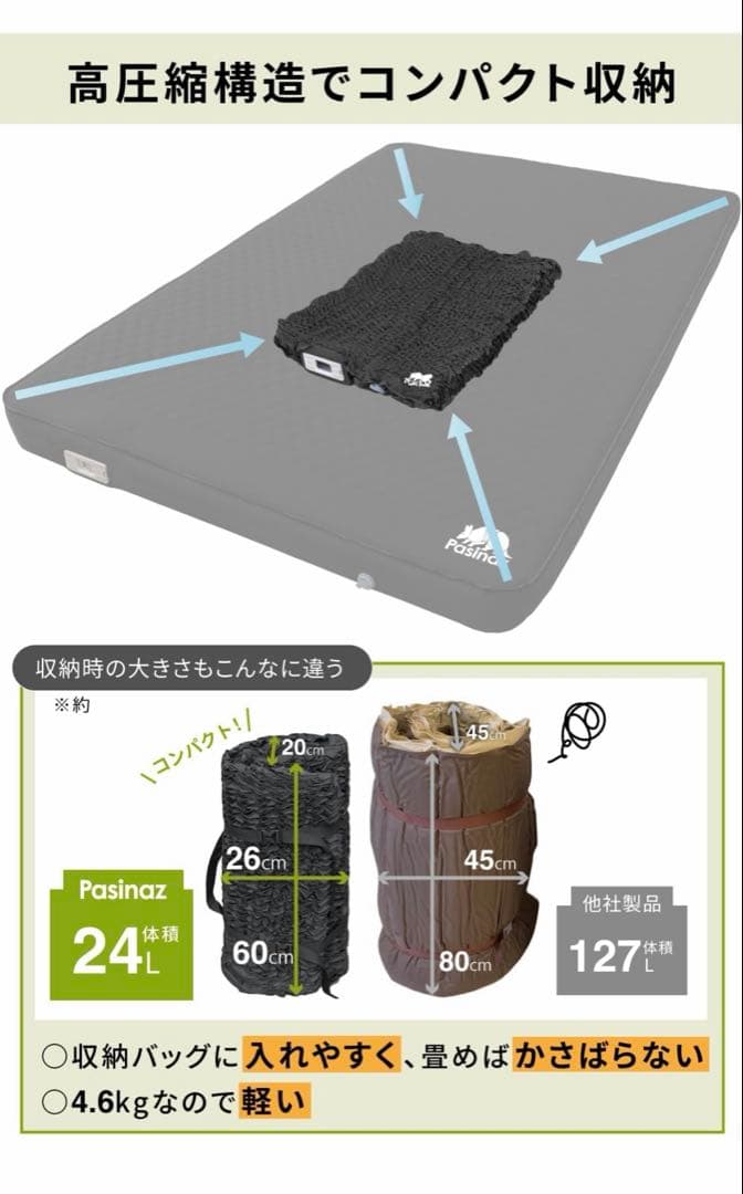 【未使用】Pasinaz インフレーターマット 電動ポンプ内臓 コンパクトモデル