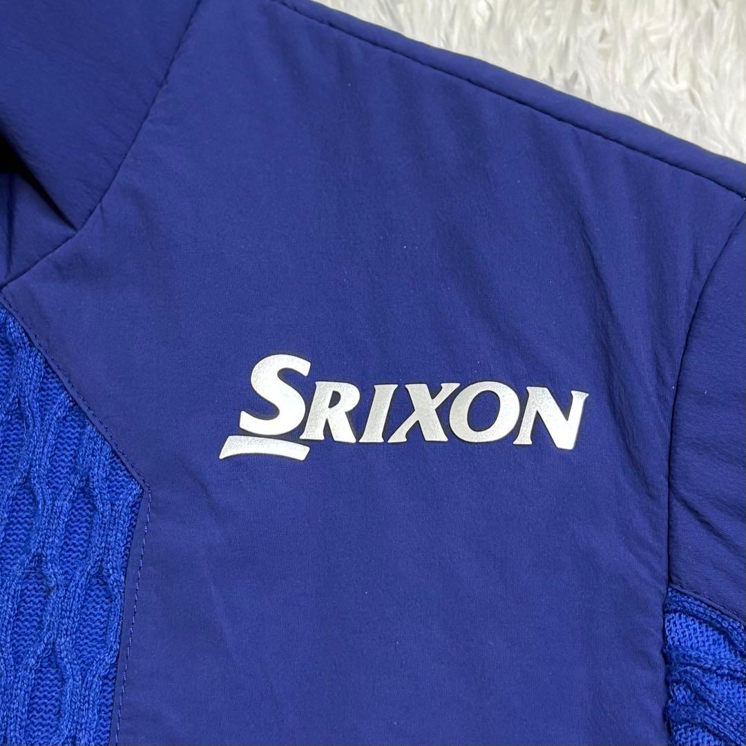 希少 SRIXON デサント ゴルフウェア ブルゾン ニット 素材切替 ブルー
