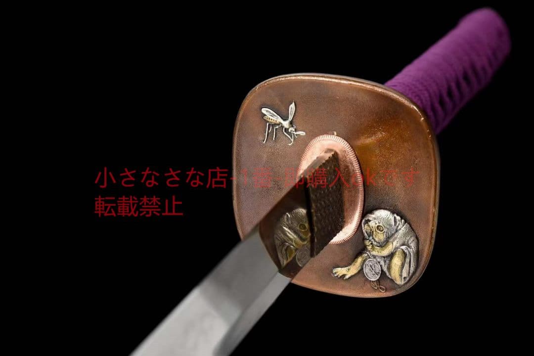 精品銅装鎏金銀精彫T10焼刃『武田信玄』古兵器  刀装具 日本刀 模造刀 居合刀