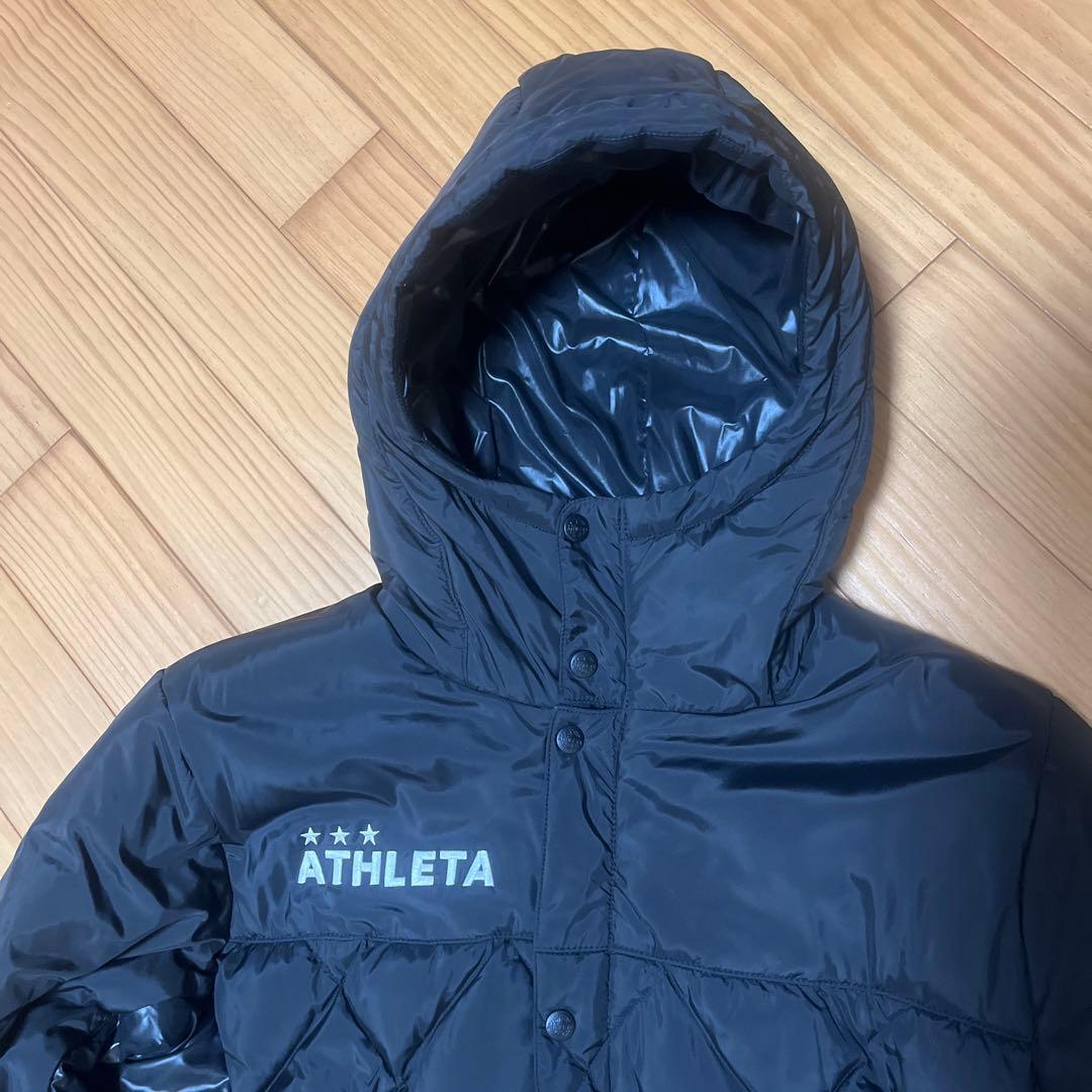 【美品】ATHLETA アスレタ フード付 ダウン ベンチコート Sブラック