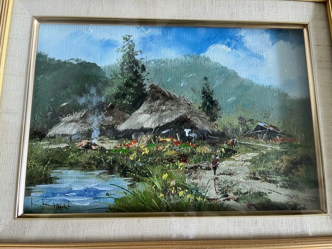 駒井敬三郎　山家　風景　油彩画　原風景　真作