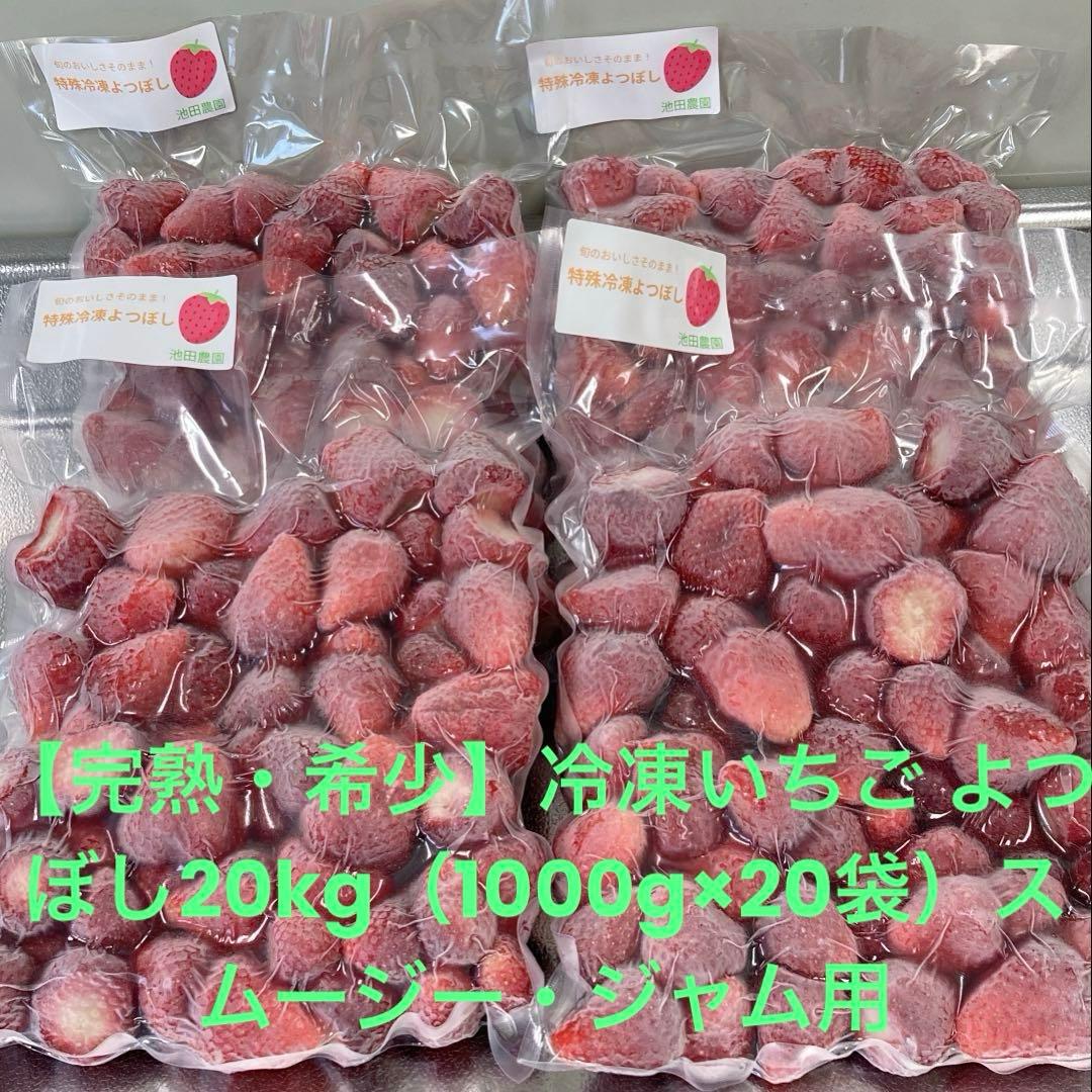 【完熟・希少】冷凍いちご よつぼし20kg（1000g×20袋）業務用、大容量