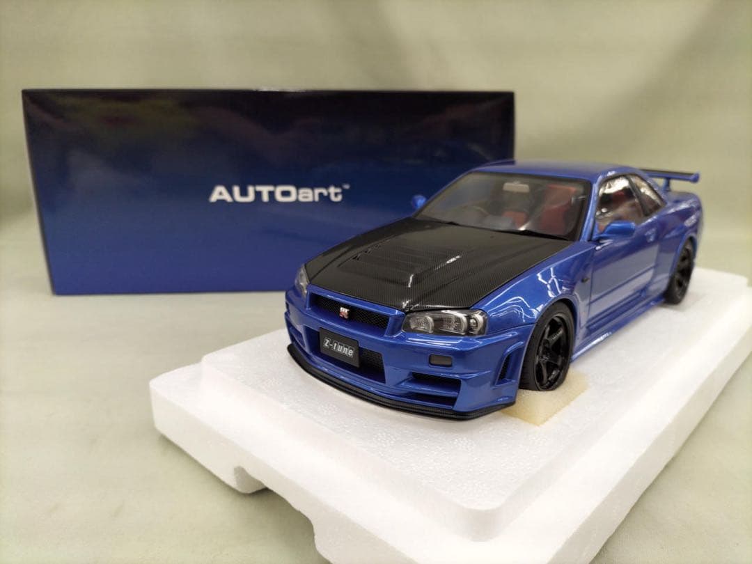 オートアート GT-R (R34) Z-tune ブルー/カーボン 1/18