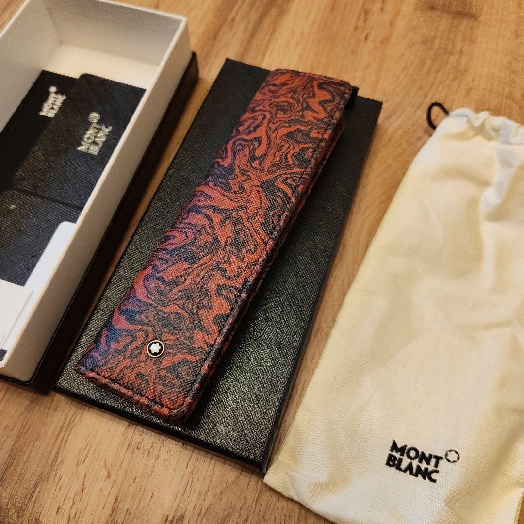 montblanc ペンポーチ マーブルプリント 1本用 牛革