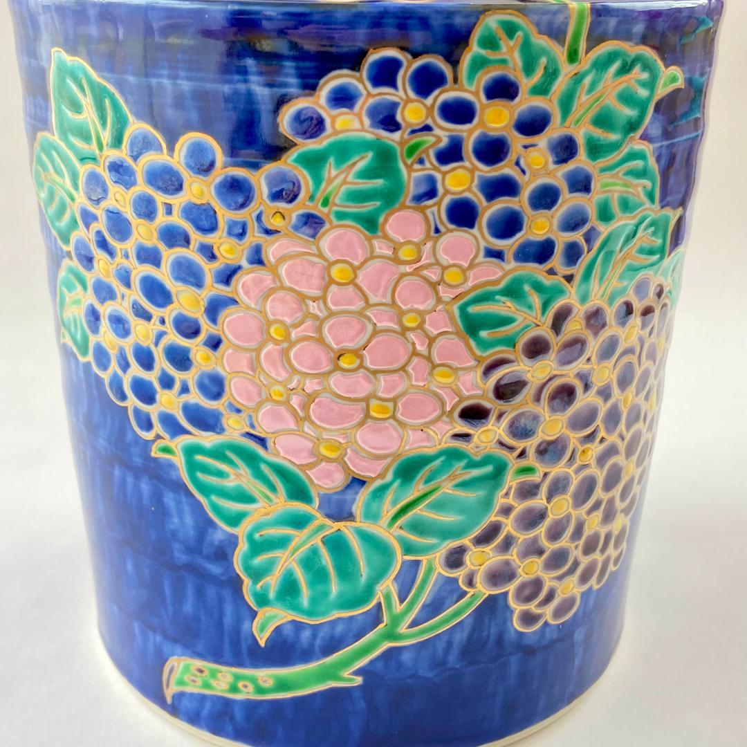 水指 色絵 紫陽花　高野昭阿弥　共箱入　茶道具　茶器　伝統工芸品
