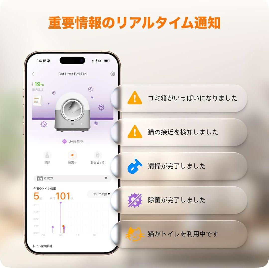 動作確認済み✨自動猫トイレ Pro AI搭載センサー UVライト 自動清掃
