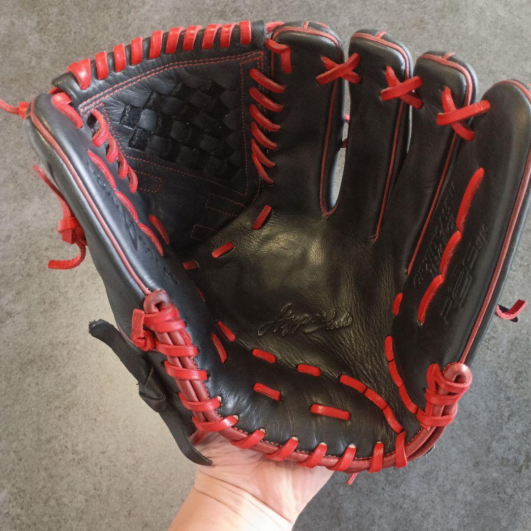 Rawlings 軟式グローブ 黒/赤 大人用　ピッチャー用