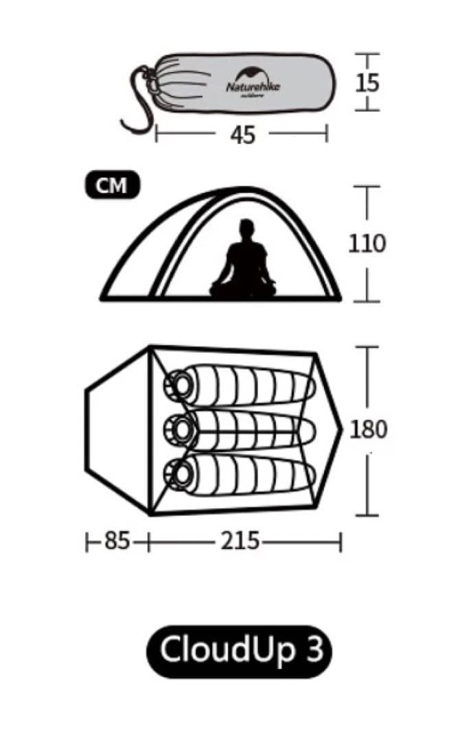 Naturehike-3人用の超軽量キャンプテント