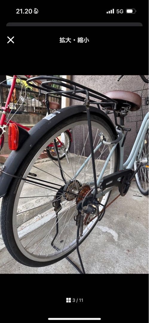 自転車水色前カゴ付き
