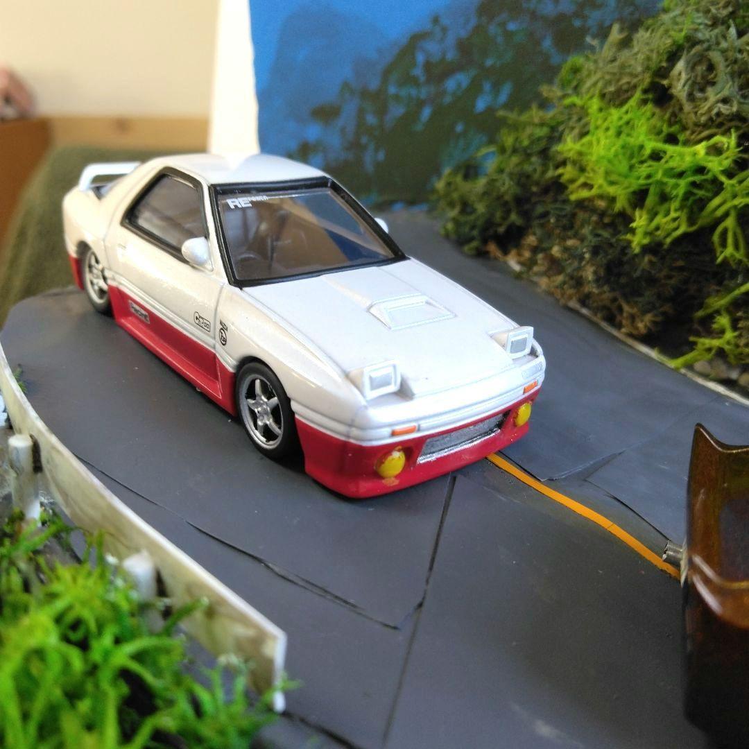 シャコタンブギ　1/64ハコスカ　30Z RX－7　ミニカー3台 ヨコ波ジオラマ