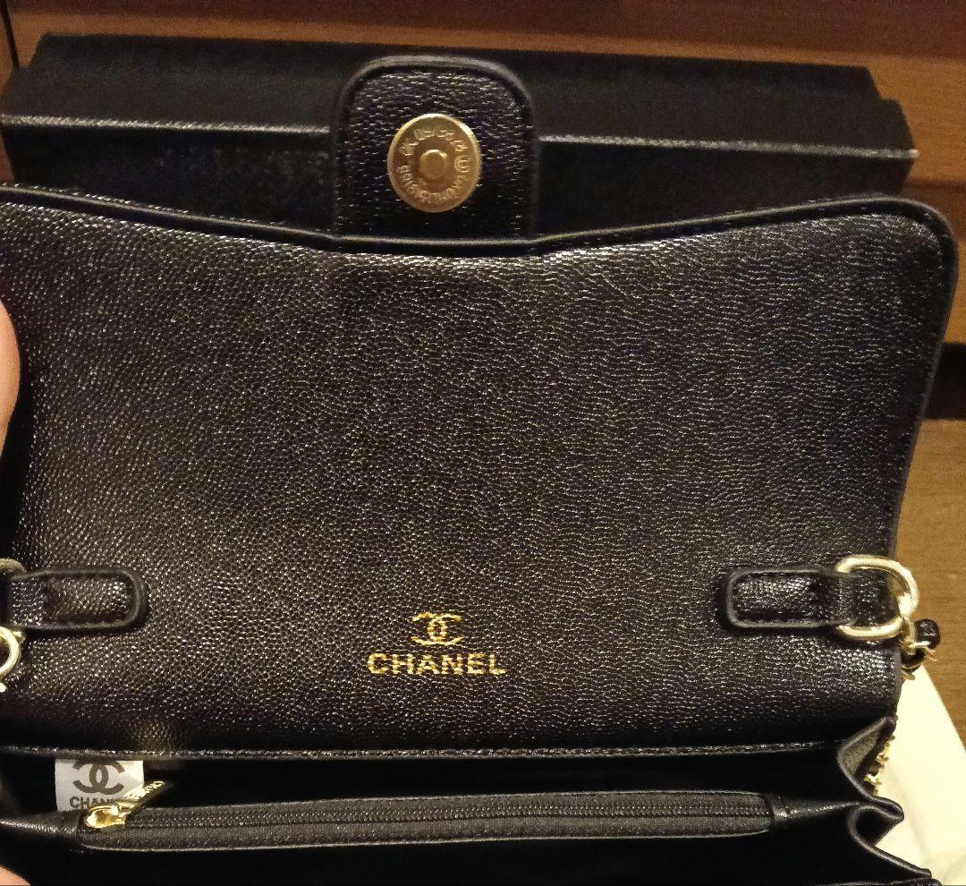 CHANEL ブラック キルティング 　 チェーンウォレット