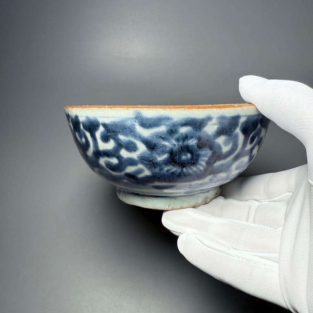 中国美術　青花唐草茶碗　中鉢　明　清　官窯　景徳鎮　古美術　蒐集家旧蔵品