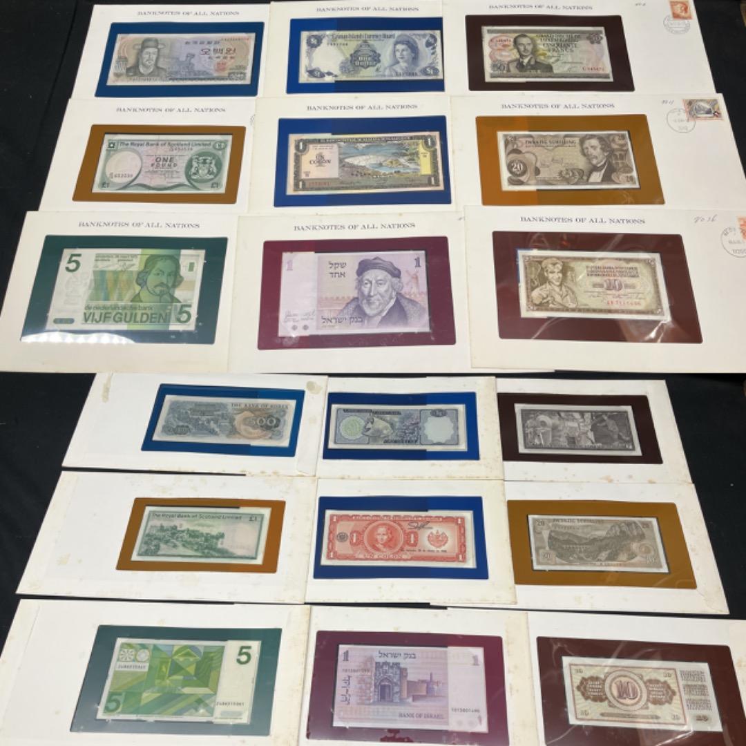 ▽Cc右1064 海外紙幣ピン札BANKNOTES OF NATIONS 72点