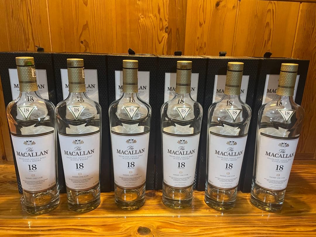 MACALLAN 18年 シングルモルトウイスキー 空瓶、箱6本セット