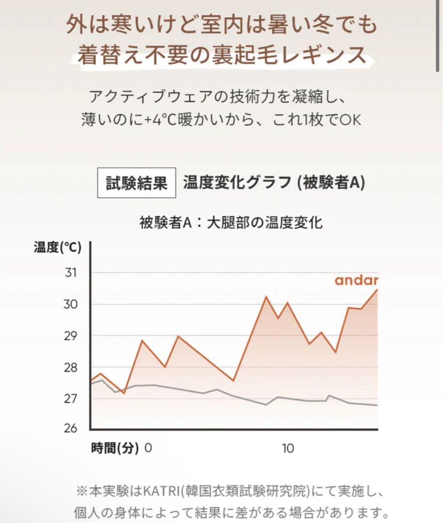 andar アンダール Airywin 裏起毛マキシワイドレギンス M ロング