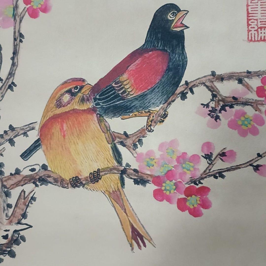 董其昌様式 花鳥図 掛軸 三尺中堂画 証書付き 高級インテリア 客間 玄関装飾