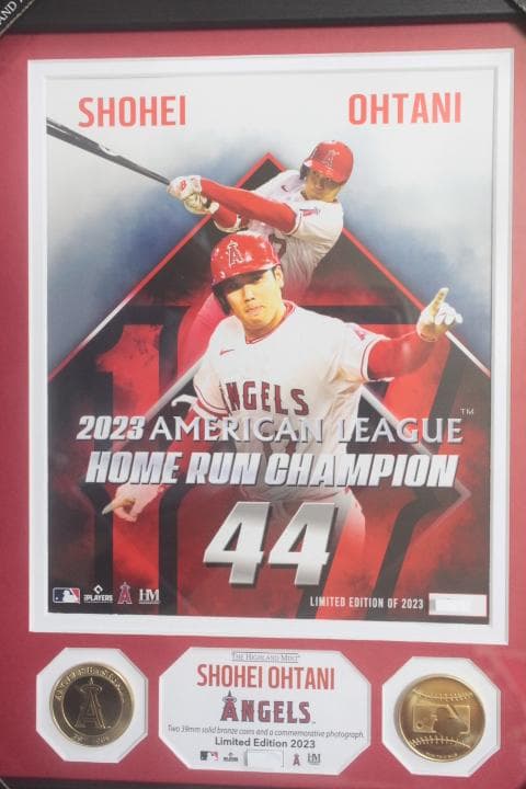大谷翔平選手 2023 AL HR王獲得記念ダブルフォトミント 44号