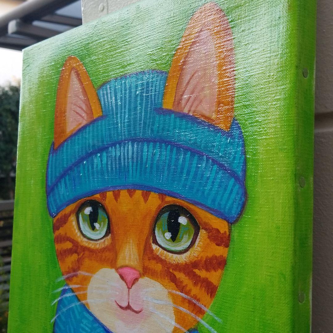 油絵　専用　ニットが大好きな猫　2
