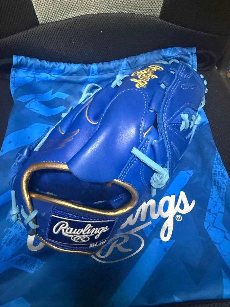Rawlings Wing 青 軟式グローブ ピッチャー用　収納袋付き