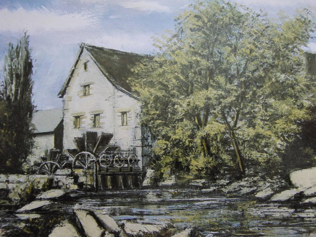 ベルナール・ビュッフェ「Le moulin a eau」希少画集の額装画