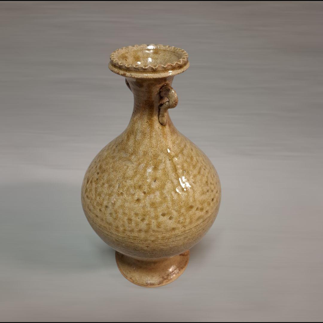 唐津焼　眉山窯　花瓶　耳付飾り壺 　花器 インテリア　壺　工芸品　陶芸　床の間