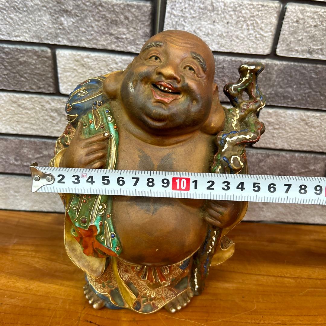 九谷焼 布袋尊 金彩 色絵 布袋像 陶器製 骨董品　七福神 仏像