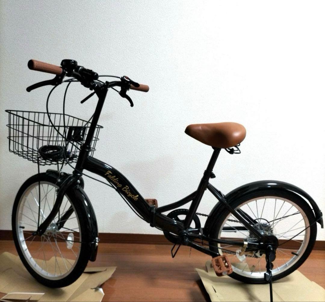折りたたみ自転車　20インチ　シマノ6段変速（黒色）