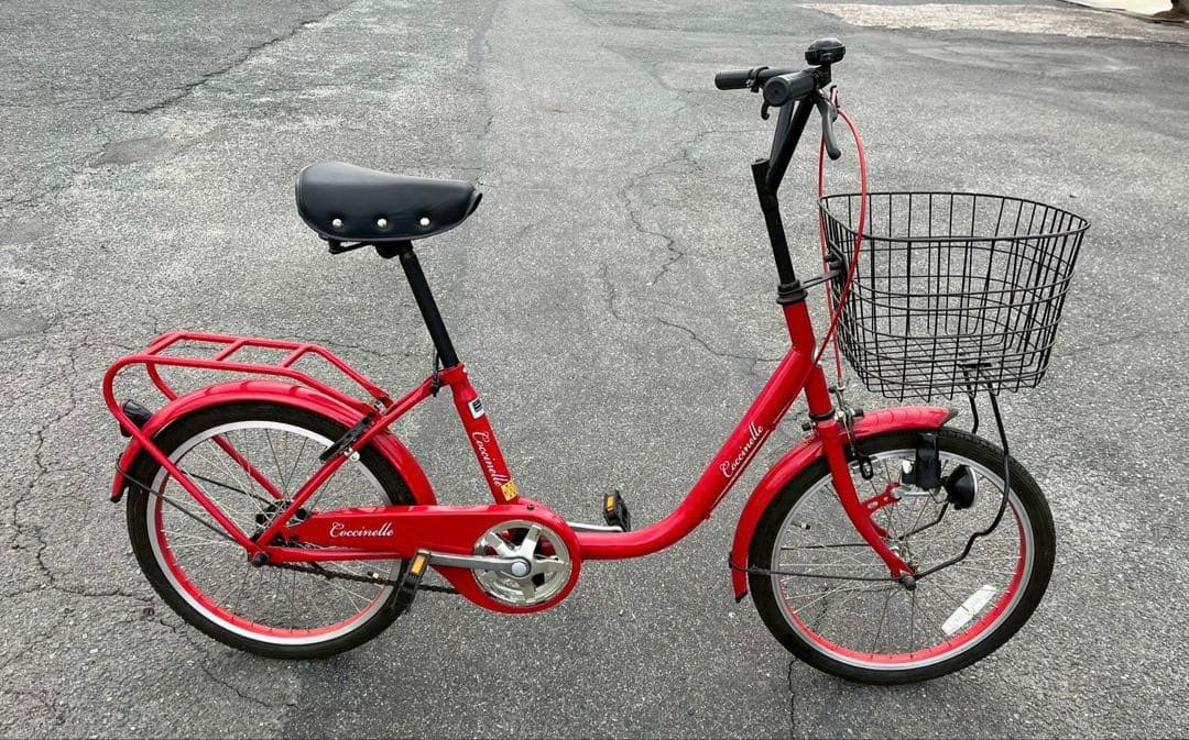 coccinelle 自転車 赤 レトロ おしゃれ コンパクト車【引き取り】