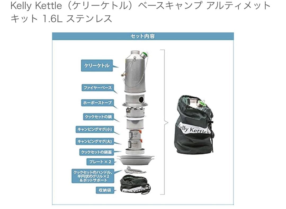 Kelly Kettleケリーケトル　キャンプ アルティメットキット 1.6L