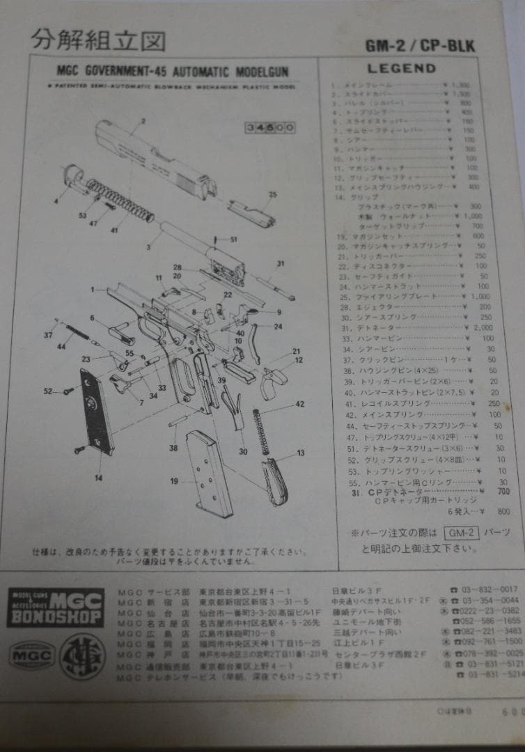 MGCAＢＳ樹脂製モデルガン コルト ガバメント GM2 未発火 合法品