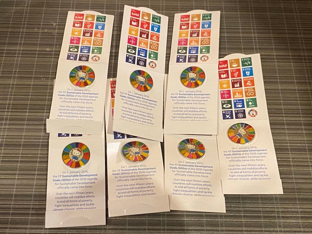 2025万博 国連限定 SDGs ハローキティ ピンバッジ 台紙付き 7点