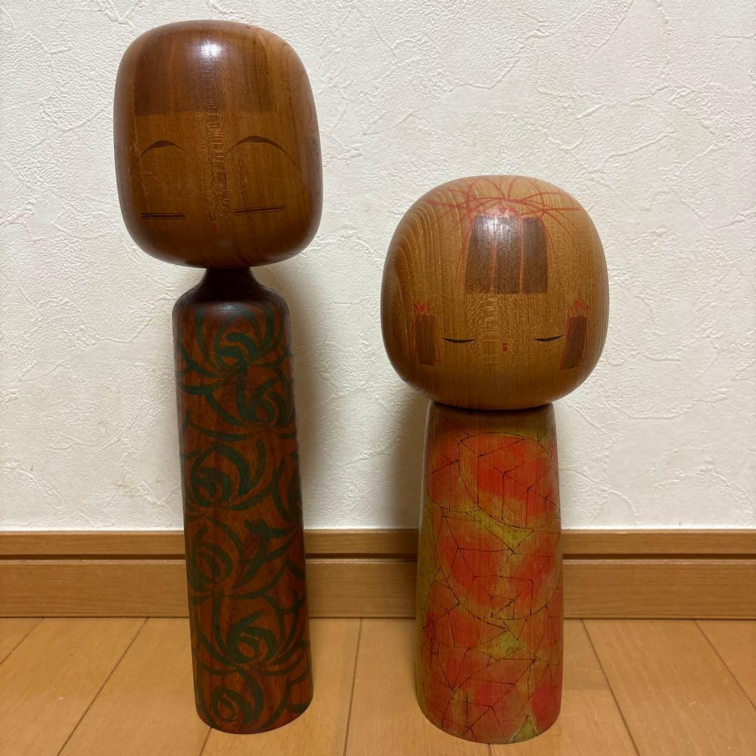 創作こけし　栗林一雪作品　2点セット　Kokeshi Doll
